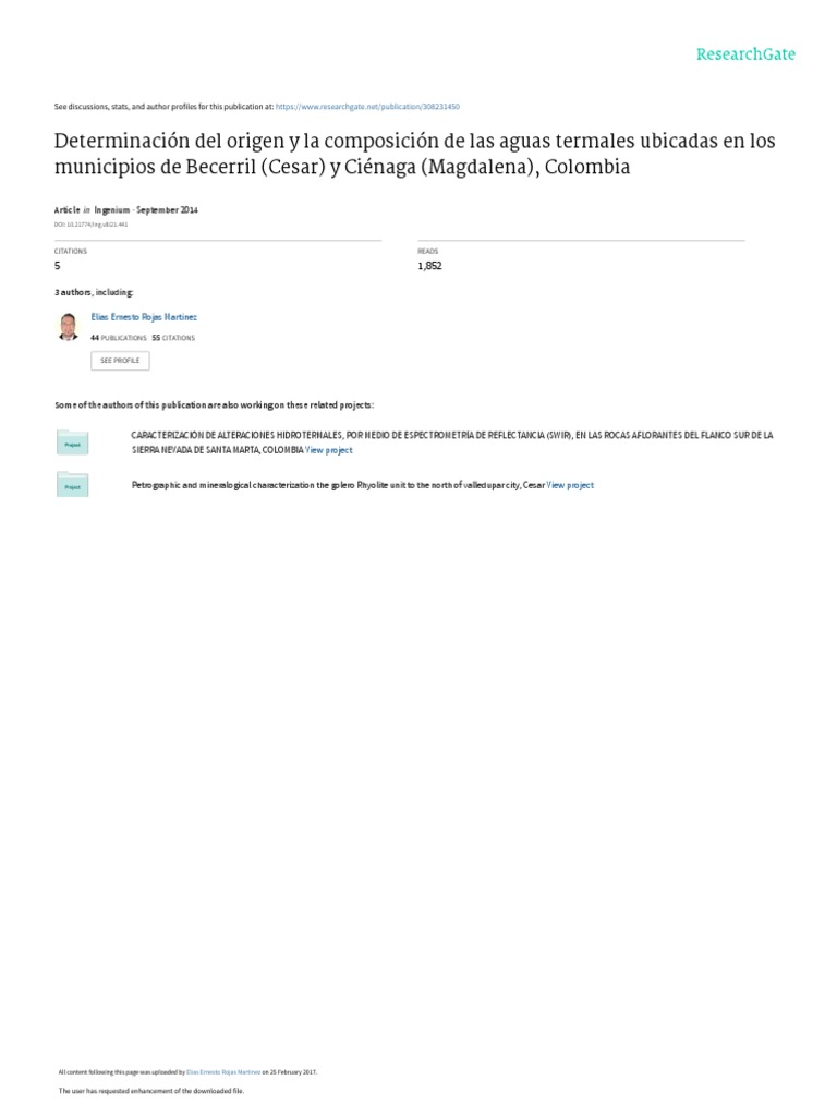 Aguastermales Origen De Aguas Termales Colombia Pdf Agua Roca