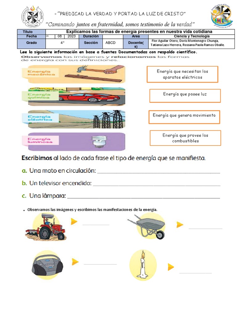 Ficha de Formas de Energía | PDF