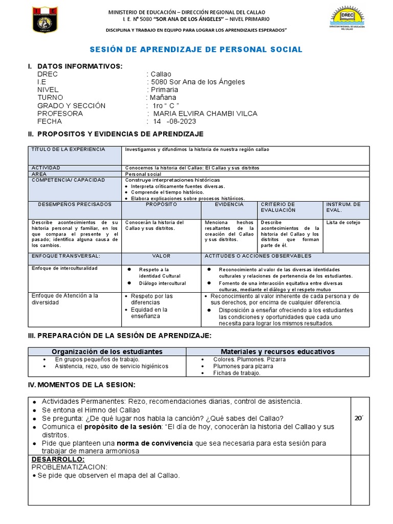 Conocemos La Historia Del Callao y Sus Distritos | PDF | Evaluación ...
