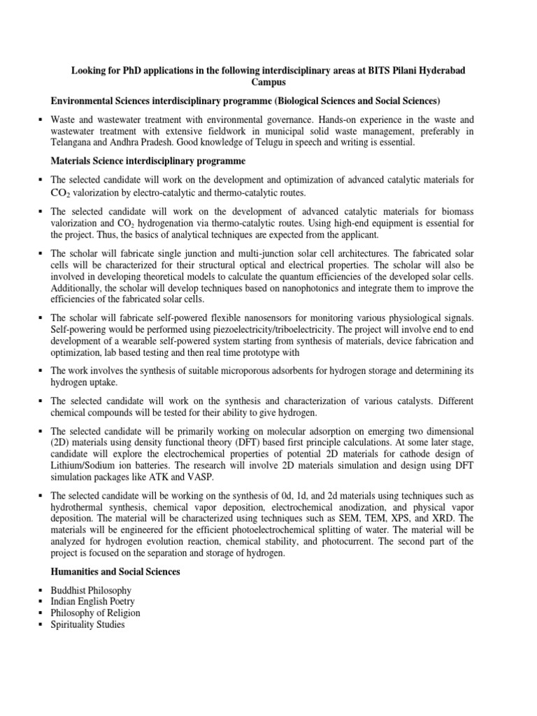 Phd Applications In Interdisciplinary Areas Pdf Art Science