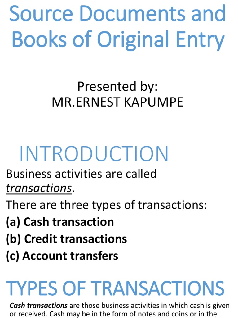FA1 Source Documents and Books of Prime Entry Week 2 | PDF | Debits And ...