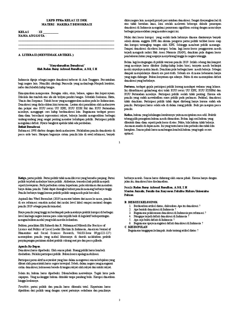 LKPD 1 Demokrasi | PDF