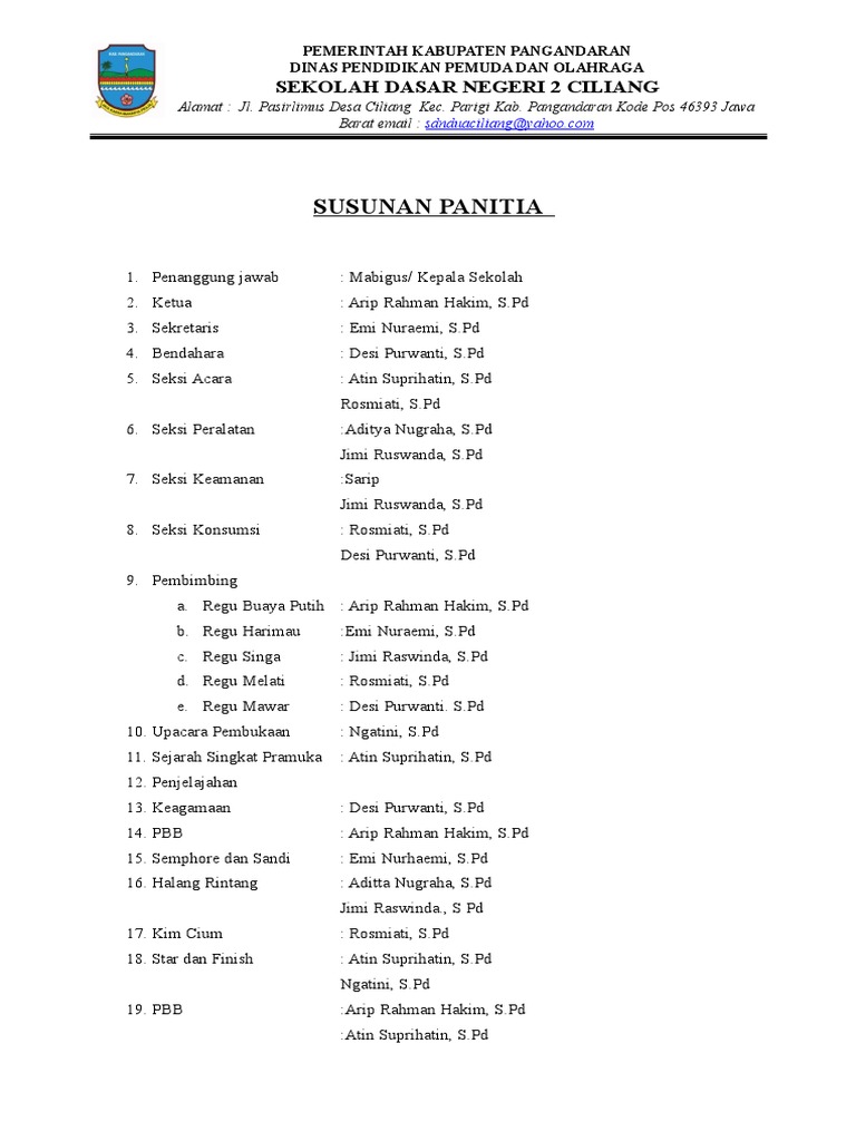 Susunan Panitia Persami | PDF