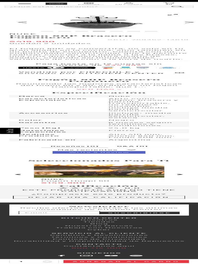 Fogón 80P Brasero Fogonero Ñuke Kitchen Center | PDF