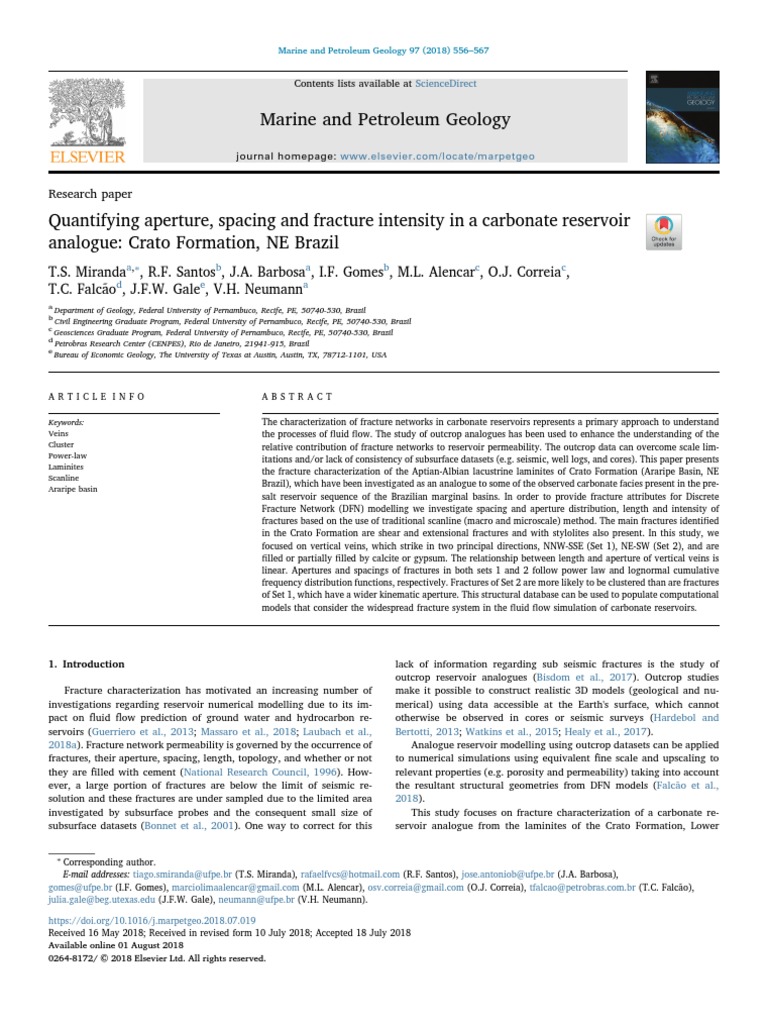 2018 Quantifying Aperture Spacing And Fracture Intensity In A