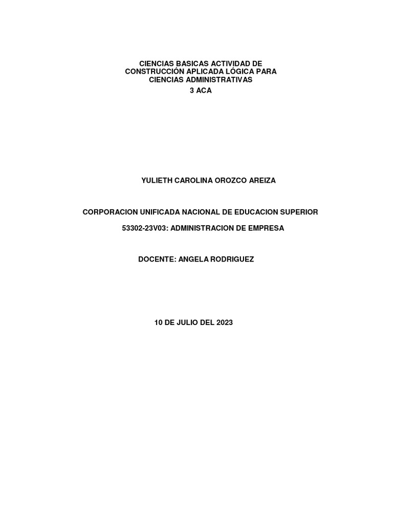Aca 3 Logica para Ciencias Administrativas Resuelto | PDF