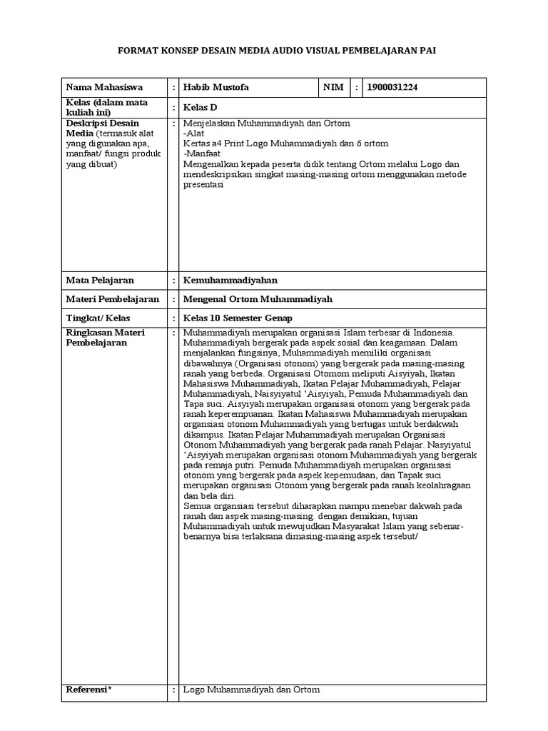 Rancangan Desain Media Audio Visual - Nama - NIM | PDF