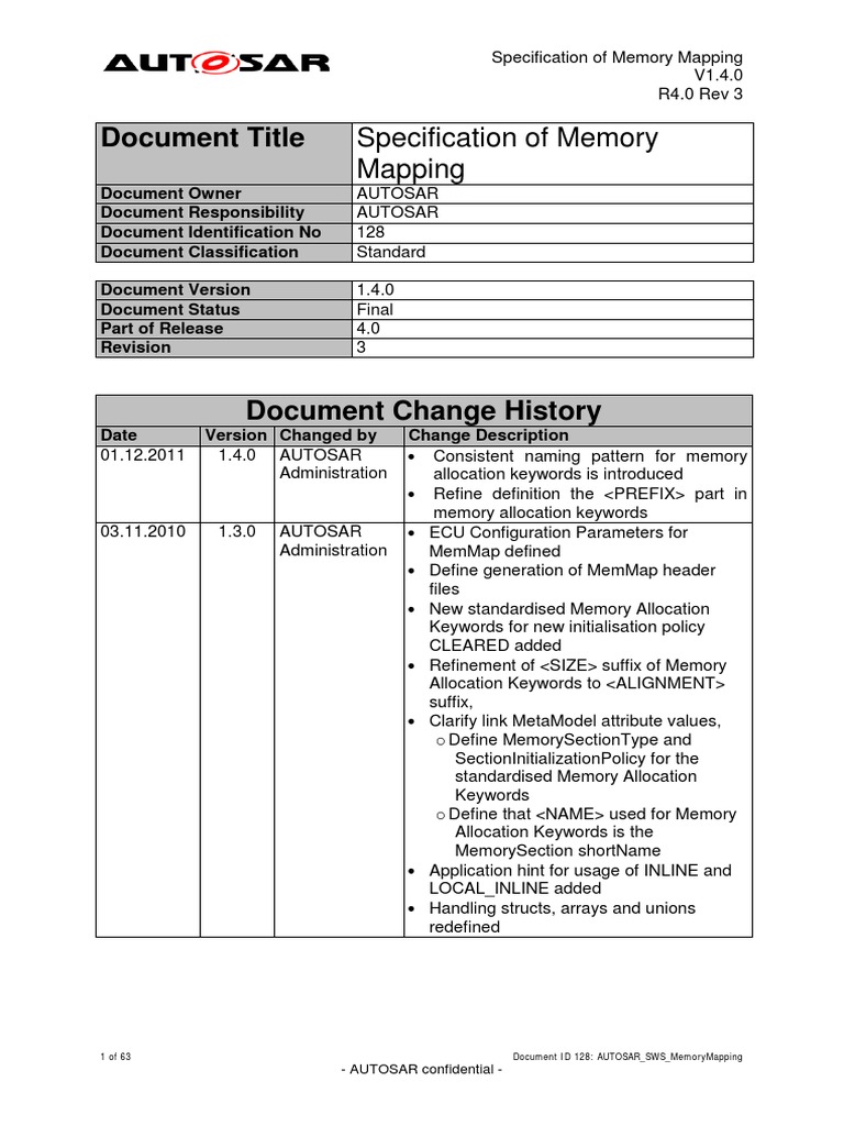 AUTOSAR SWS MemoryMapping | PDF | Modular Programming | Programming