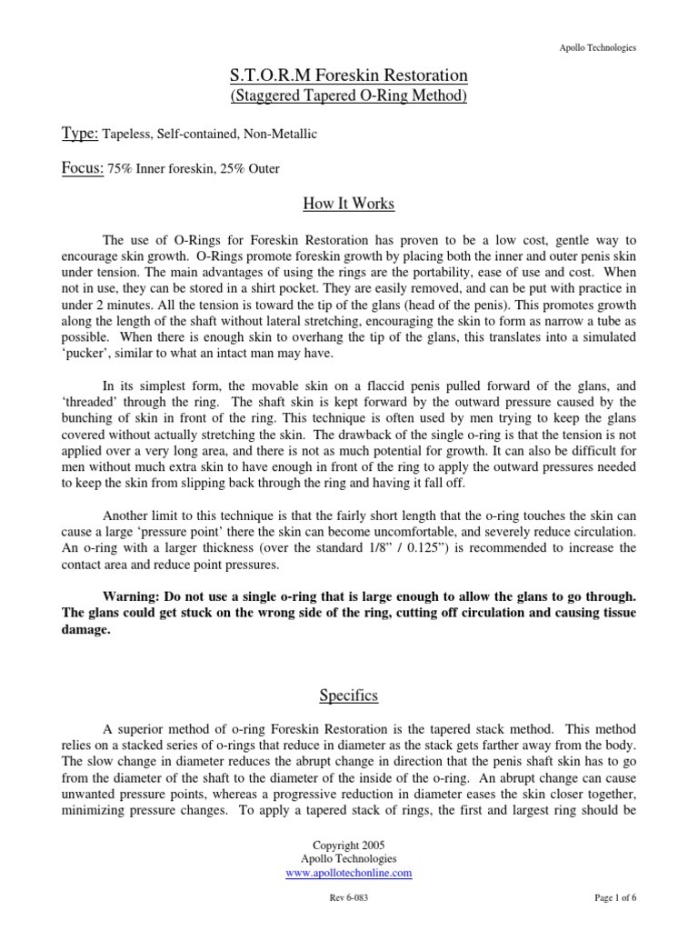 Silo - Tips Storm Foreskin Restoration Staggered Tapered o Ring Method | PDF