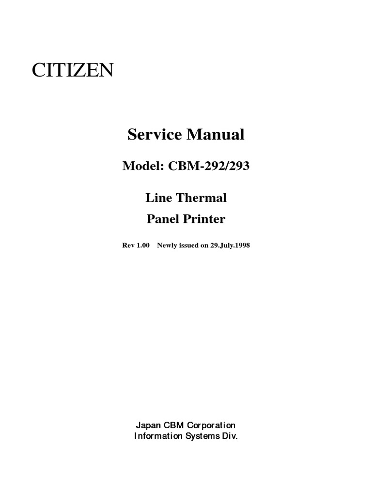 CBM-292/293 Printer Service Manual | PDF | Printer (Computing ...