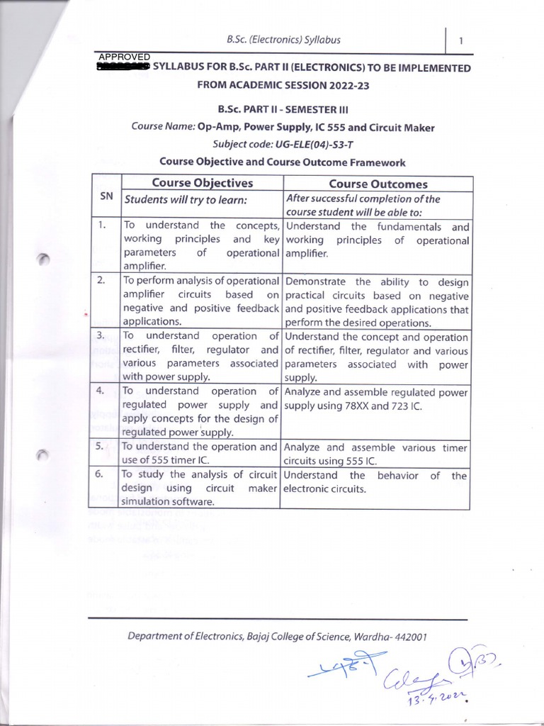 Approved Syllabus For B.SC - II SEM III IV From Session 2022 23 | PDF