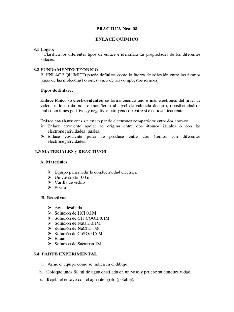 Enlace Químico Pdf Enlace Químico Enlace Covalente