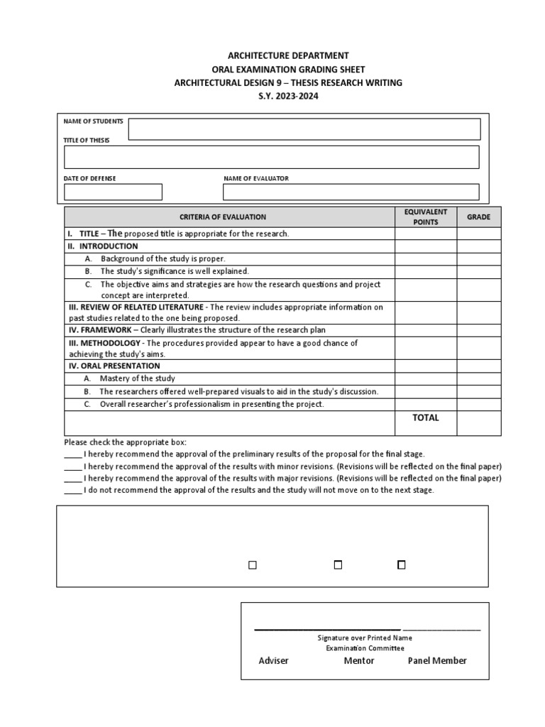 Defense-Grading-Sheet - DESIGN 9 | PDF | Thesis | Cognition