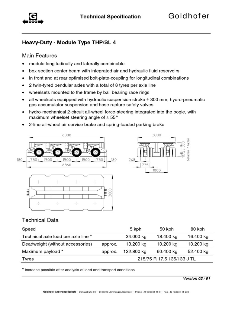 Goldhofer: Main Features | PDF