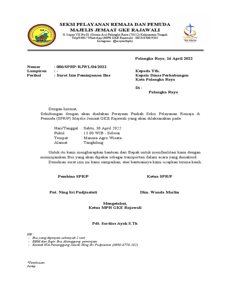 Surat Izin Peminjaman Bus | PDF