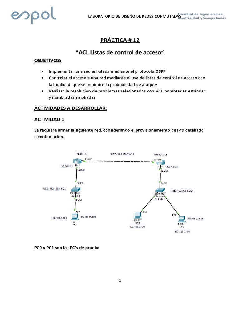 Práctica 12 Acl-1-2022 | Descargar gratis PDF | Dirección IP | Enrutador (Computación)