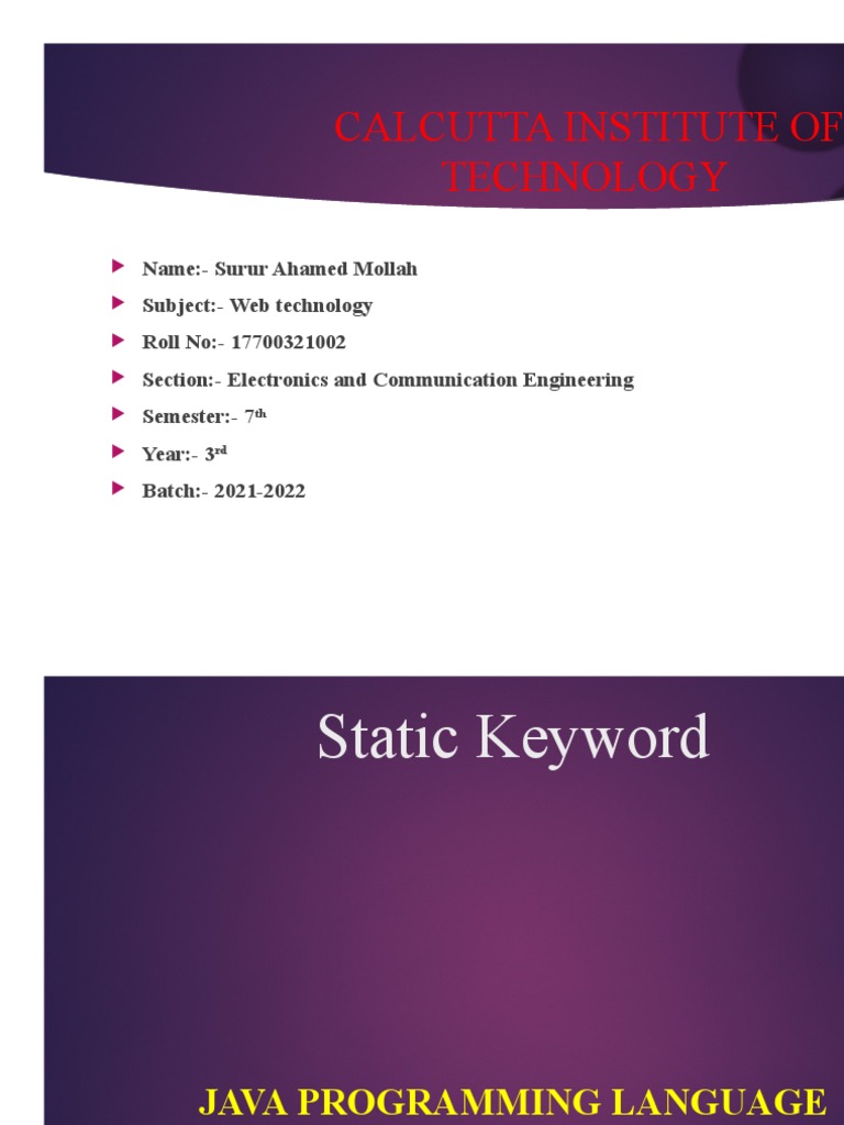 Static Keyword Pdf Class Computer Programming Programming