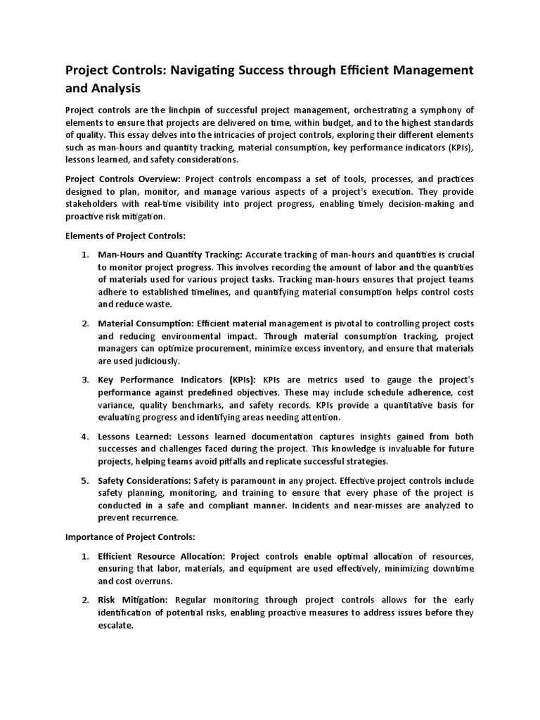 Project Controls | PDF