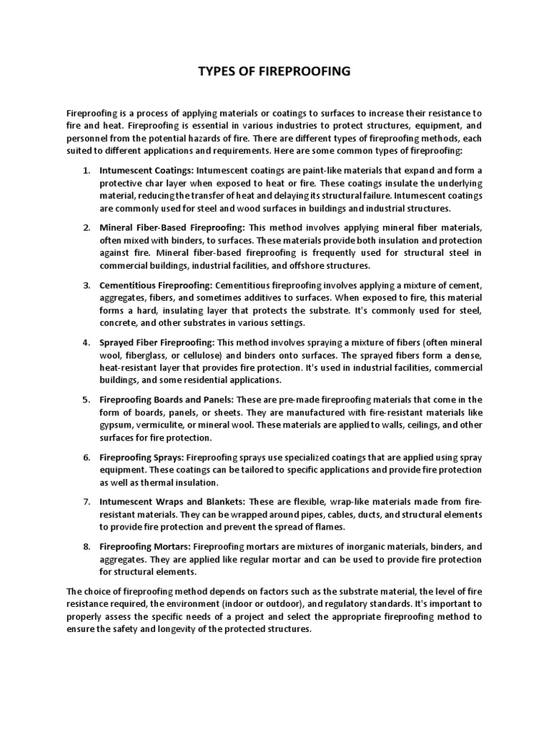 Types of Fireproofing | PDF