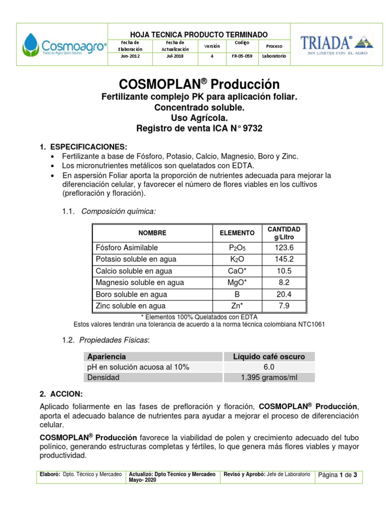 COSMOPLAN-Produccion | PDF | Fertilizante | Agua