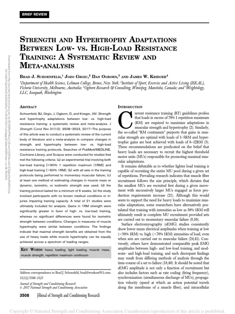 Strength and Hypertrophy Adaptations Between Low .31 | PDF | Anatomical ...