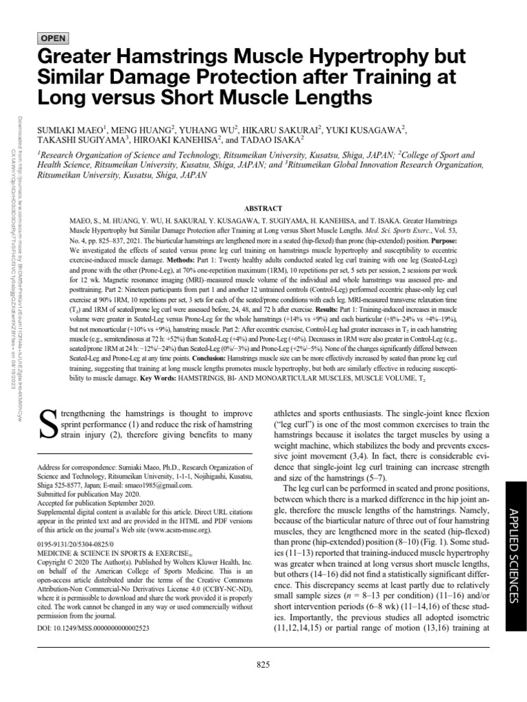 Greater Hamstrings Muscle Hypertrophy But Similar.18 | PDF