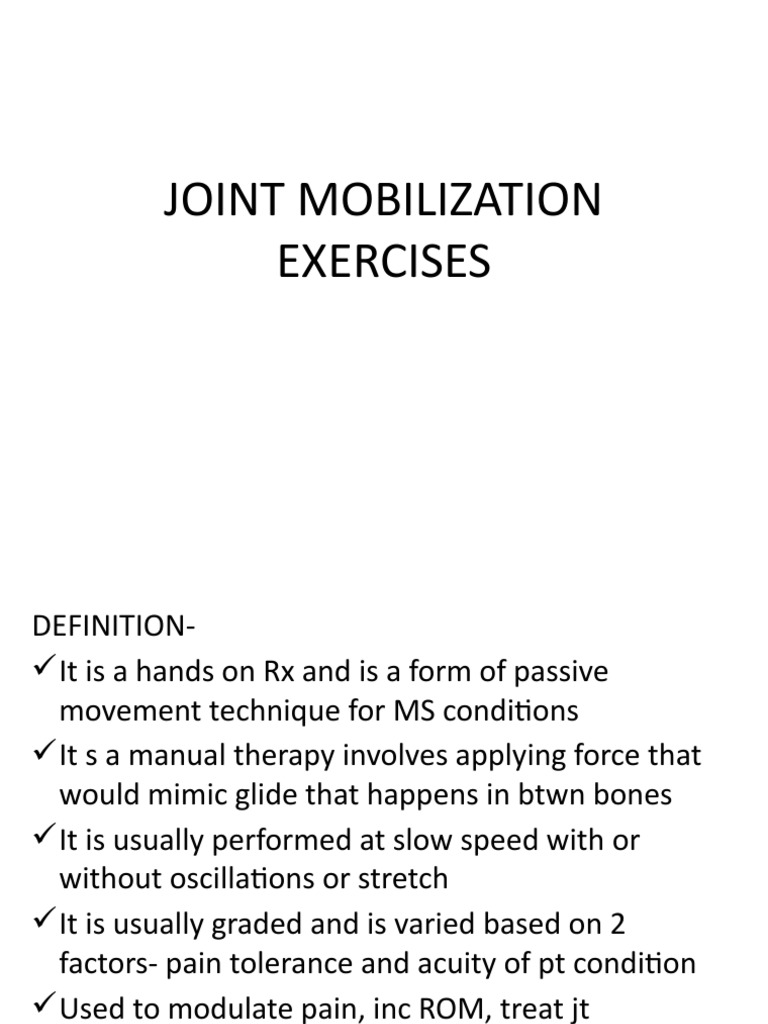 Joint Mobilization Exercises Pdf Anatomical Terms Of Motion Knee