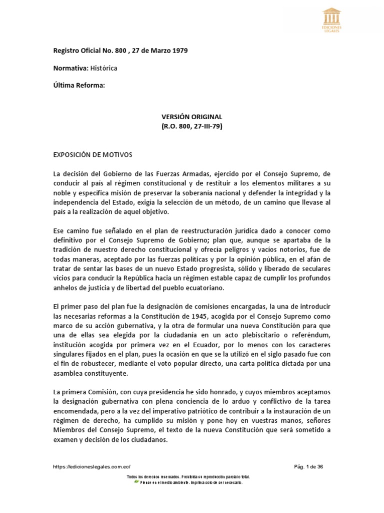Constitucion Ecuador 1979 Dictadura Pdf