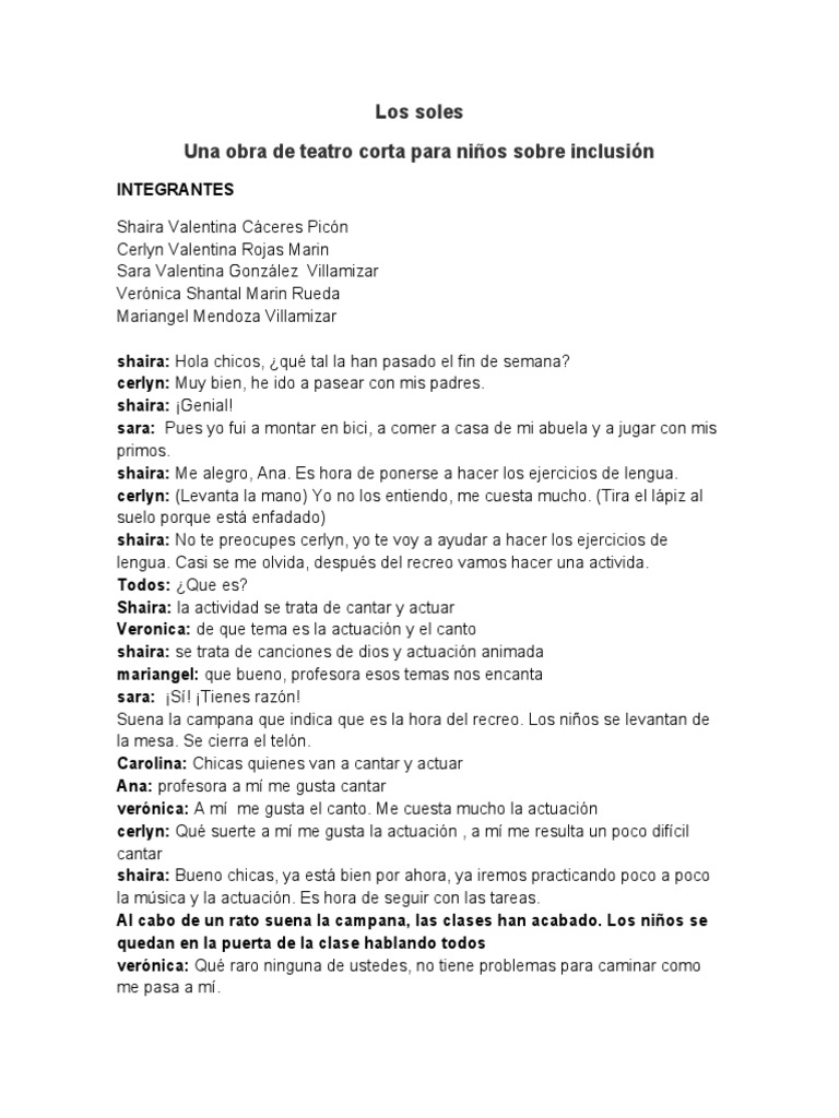 Los Soles Obra de Teatro | PDF