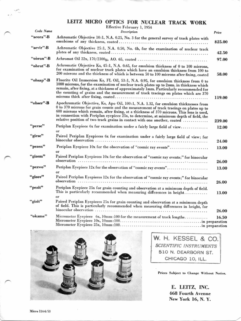 114-6 Leitz Micro Optics For Nuclear Track Work | PDF