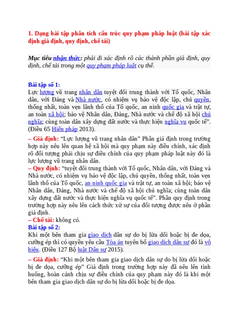 (123doc) - Bai-Tap-Xac-Dinh-Cau-Truc-Quy-Pham-Phap-Luat-Quan-He-Phap-Luat | PDF