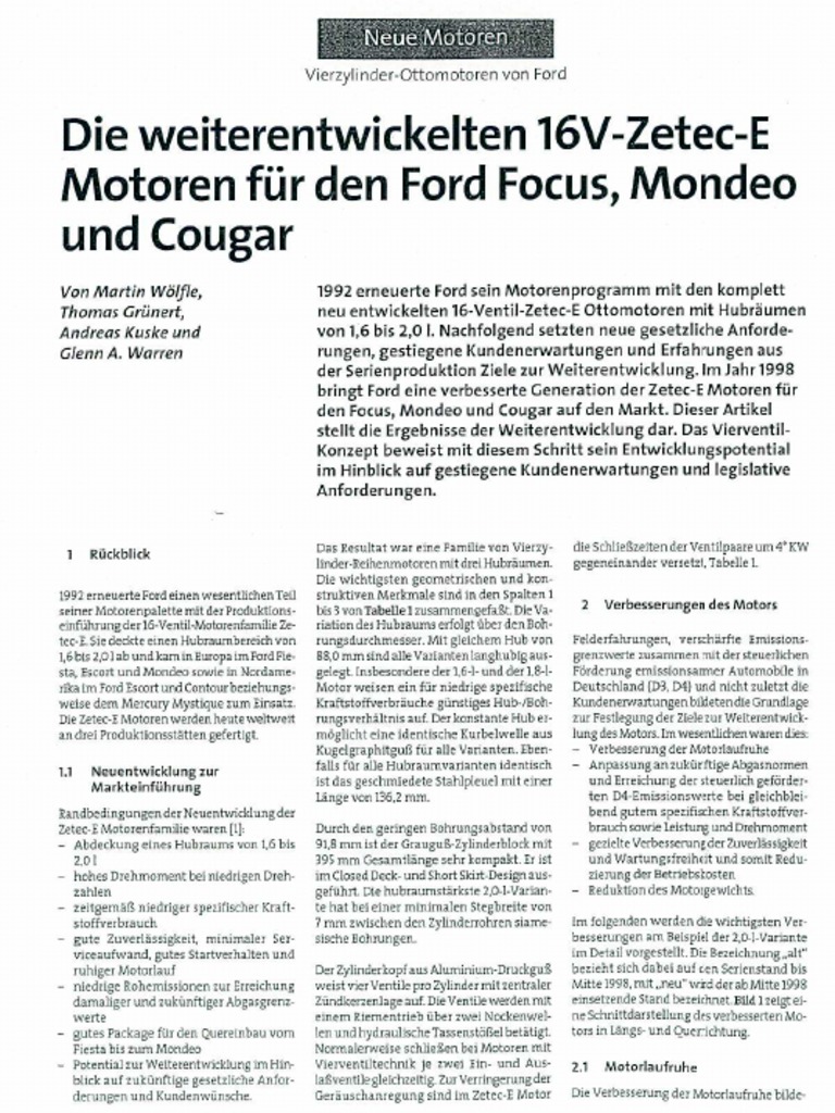 Zetec e 16v Motoren | PDF