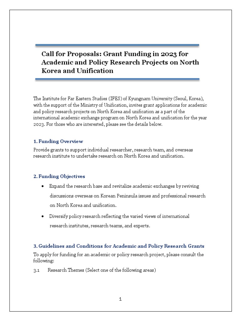 2023 For Academic and Policy Research Projects On North Korea and ...