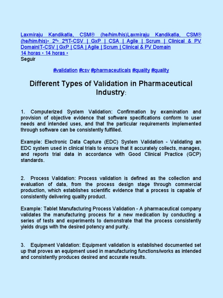 Types of Validation in Pharma Industry | PDF | Clinical Trial | Life ...