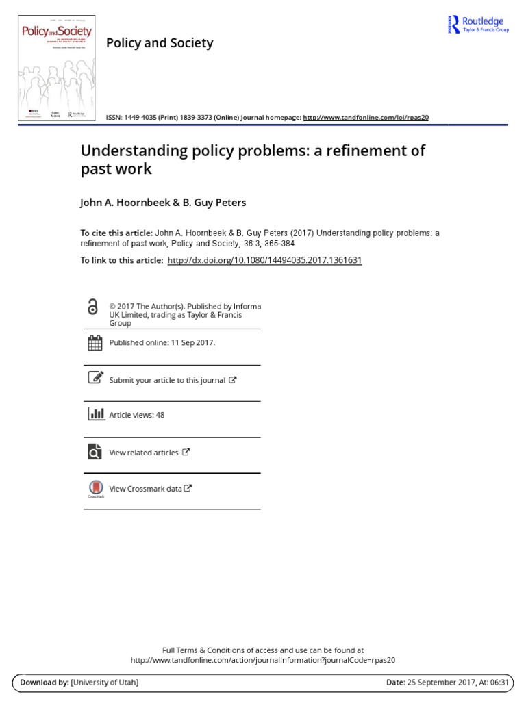 Hoornbeek2017-Understanding Policy Problems - A Refinement of Past Work ...