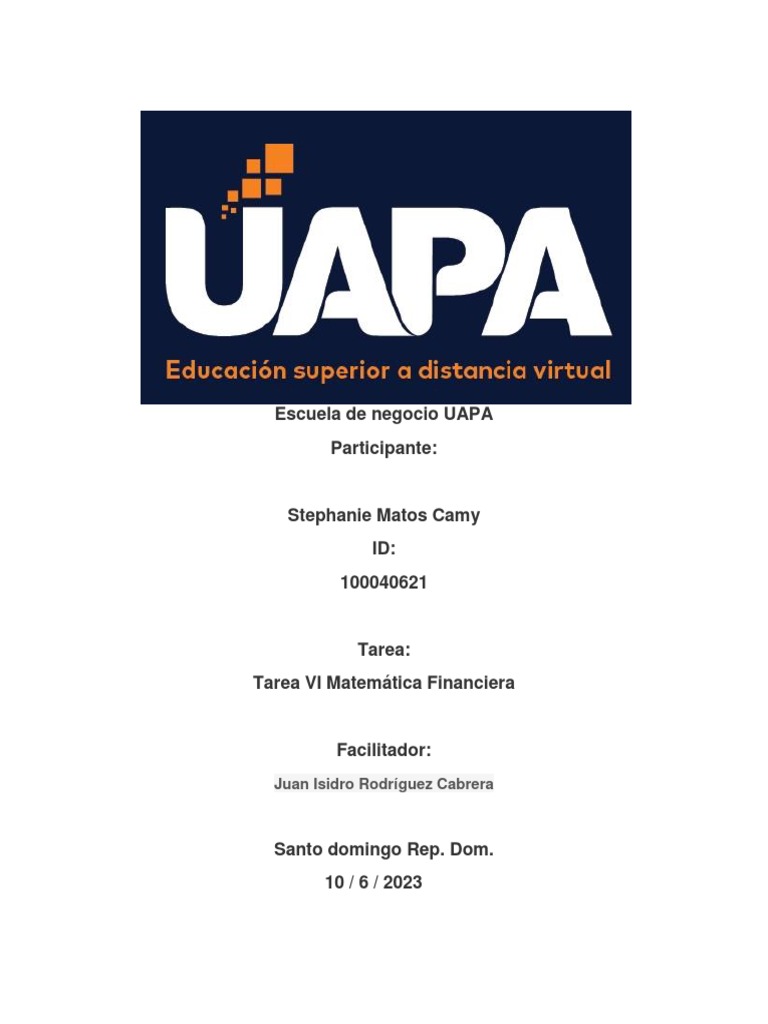 Tarea Vi Matematica Financiera | PDF