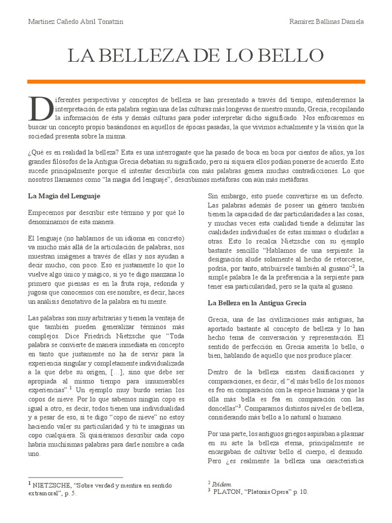 La Belleza de Lo Bello (Ensayo) | PDF | Belleza | Armonía