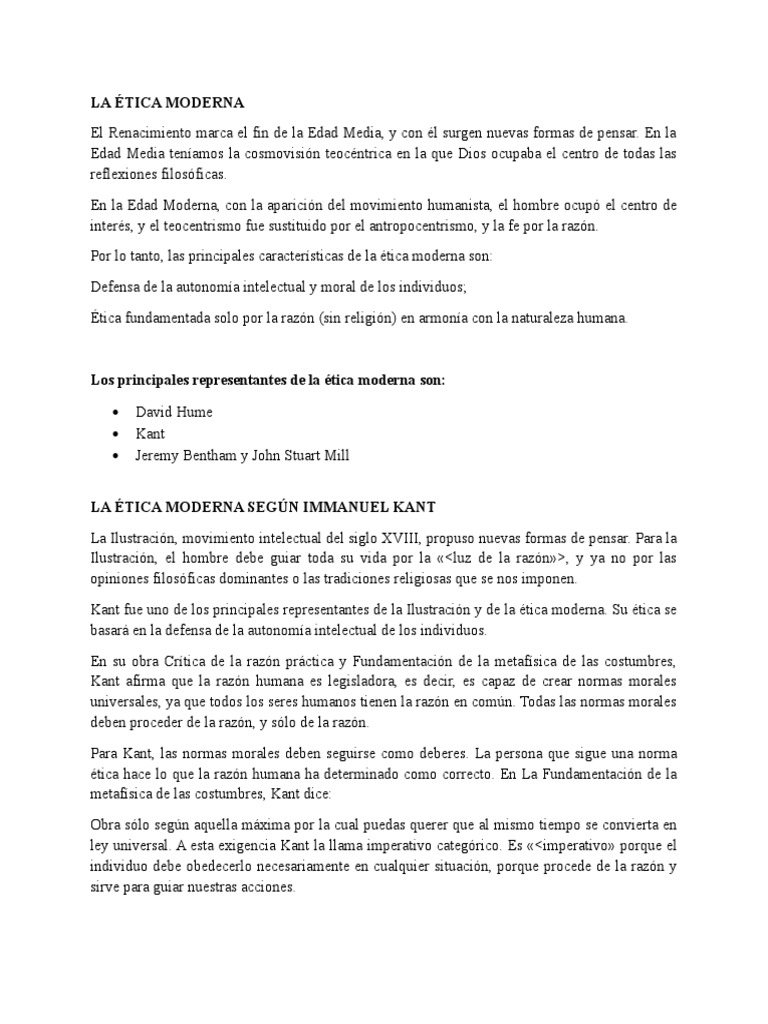 La Ética Moderna | PDF