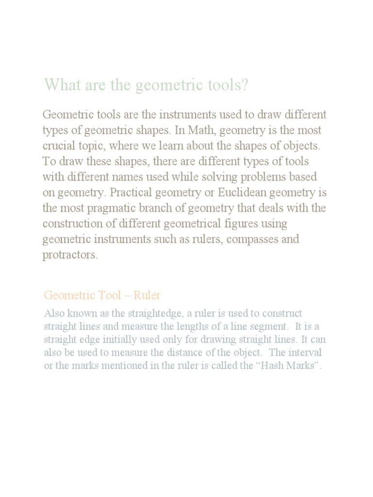 What Are The Geometric Tools | PDF | Geometry | Line (Geometry)
