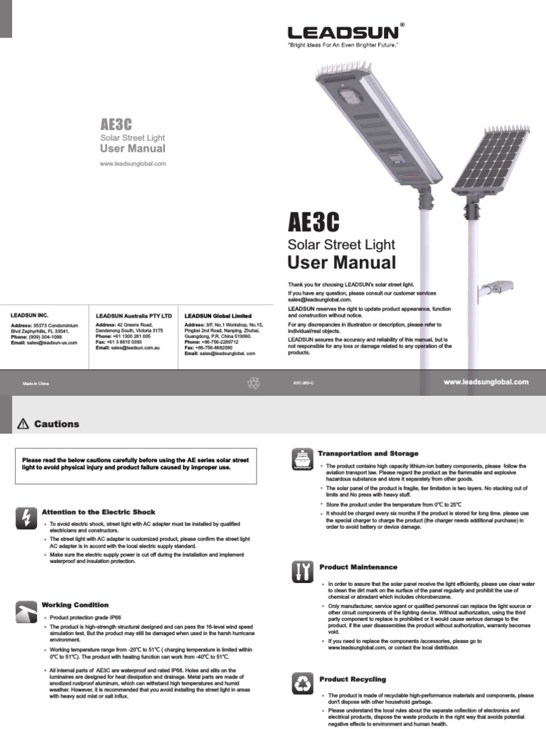 User Manual: Solar Street Light | PDF
