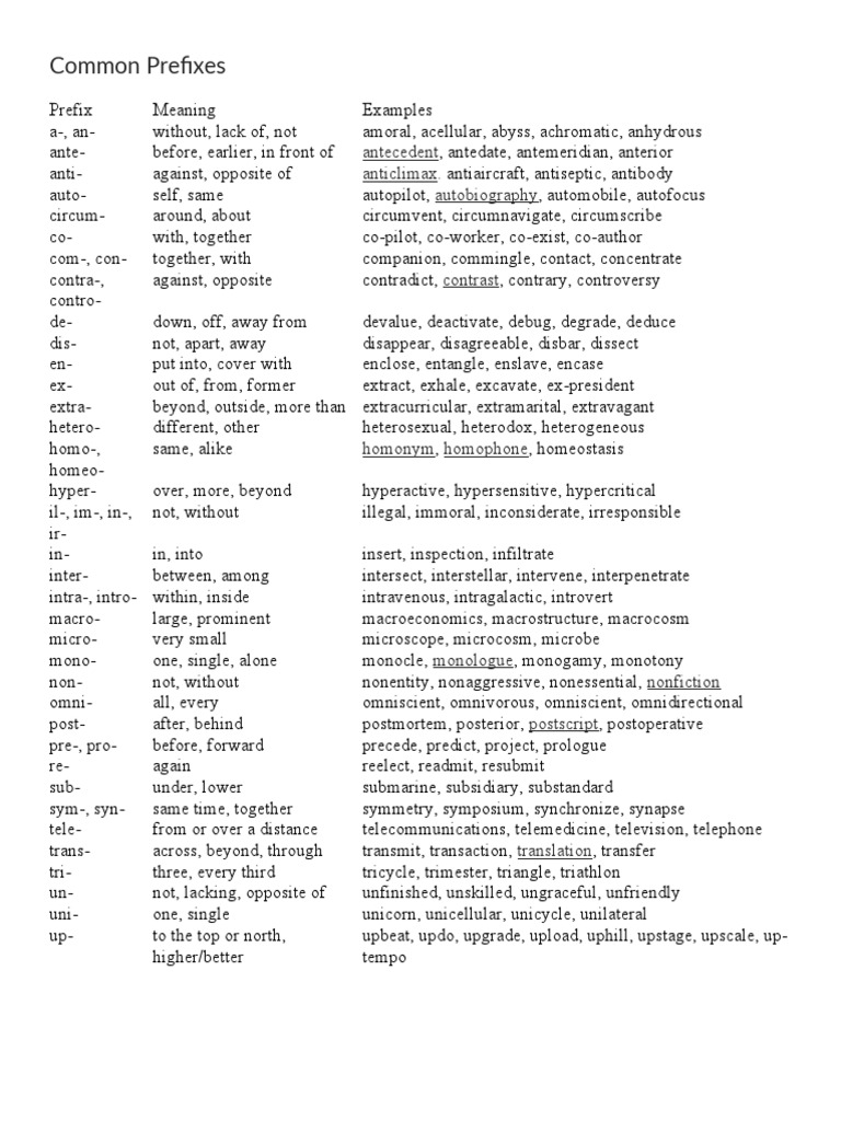 Common Prefixes | PDF