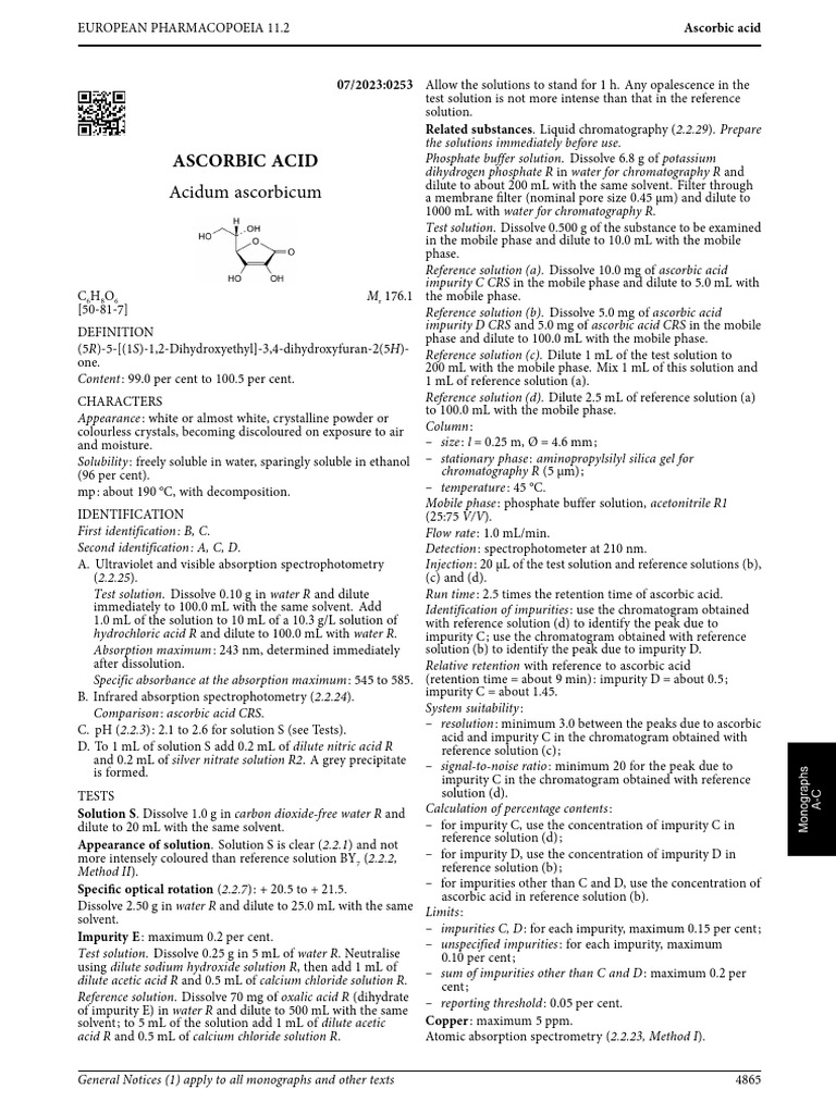 Acid Ascorbic | PDF | Chromatography | Solubility