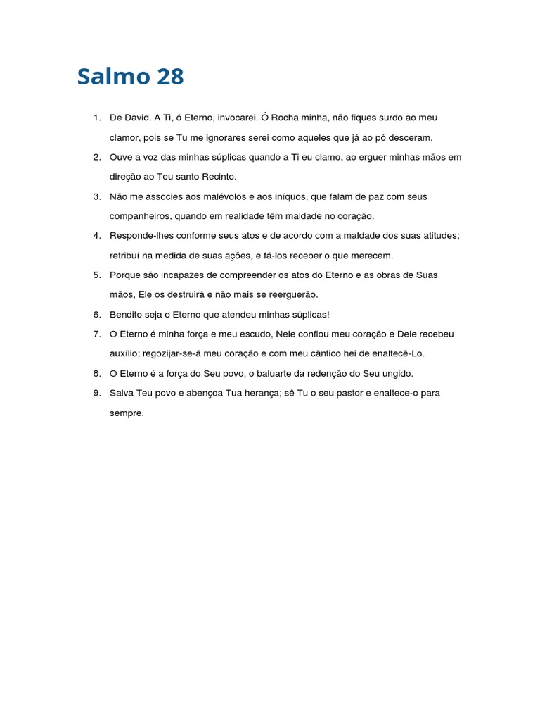 Salmo 28: Oração e Louvor a Deus | PDF | Religião e Espiritualidade ...