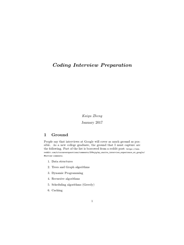 Coding Interview Preparation by Kaiyu Zheng 1651769215 | PDF | Computers