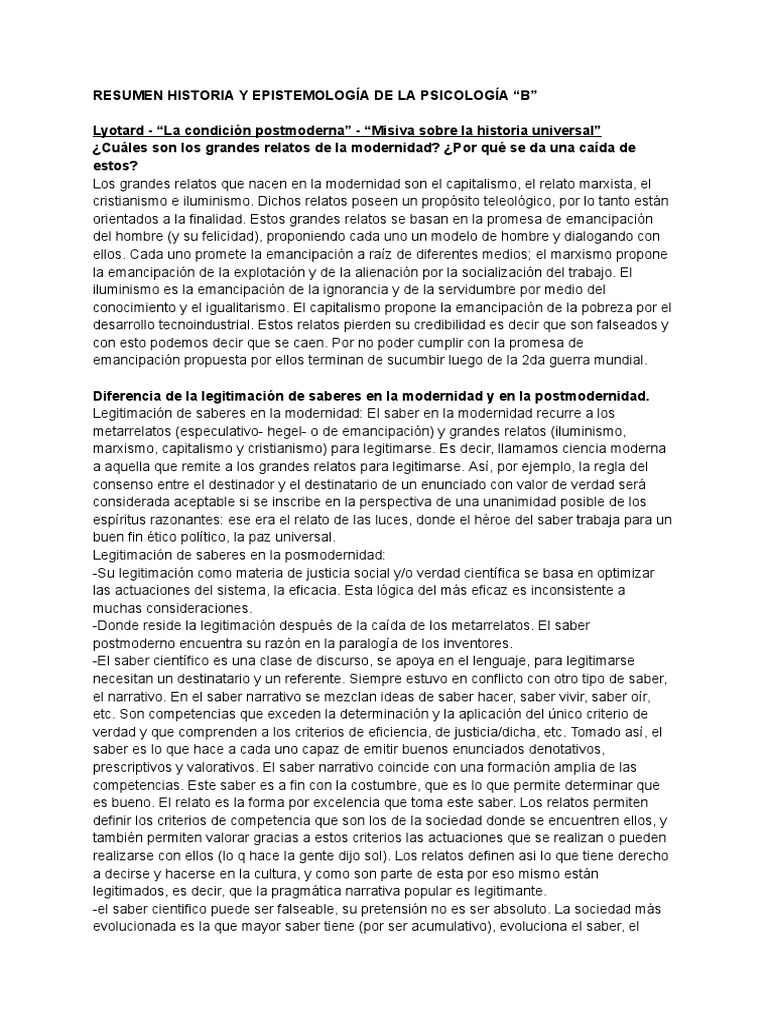 Resumen Historia y Epistemologia de La Psicologia "B" | PDF