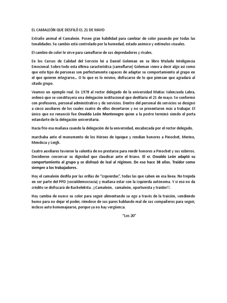 El Camaleón Que Desfiló El 21 de Mayo | PDF El Camaleón Que Desfiló El 21 de Mayo | PDF
