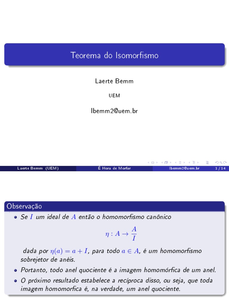 Teorema Do Isomorfismo | PDF