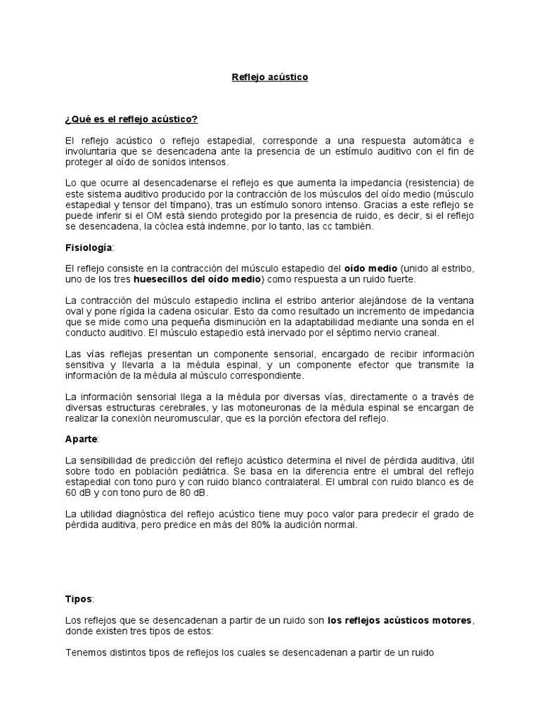 Seminario - Reflejo Acústico | PDF | Salud y bienestar | Ciencia y ...