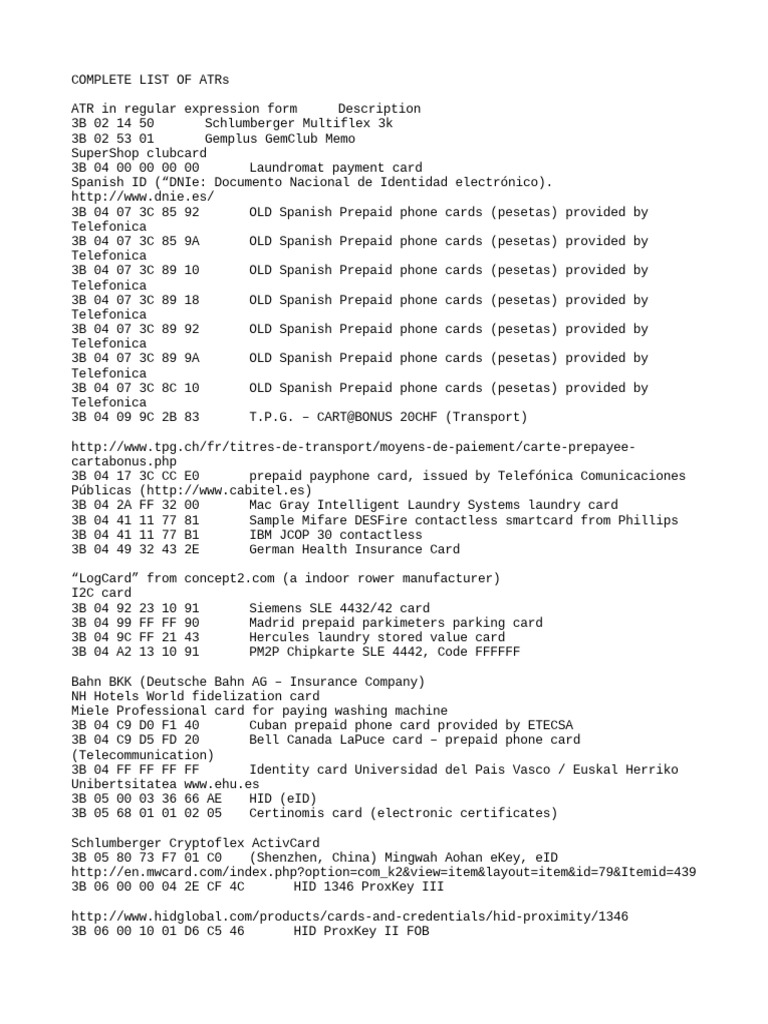 COMPLETE LIST OF ATRs | PDF | Debit Card | Service Industries