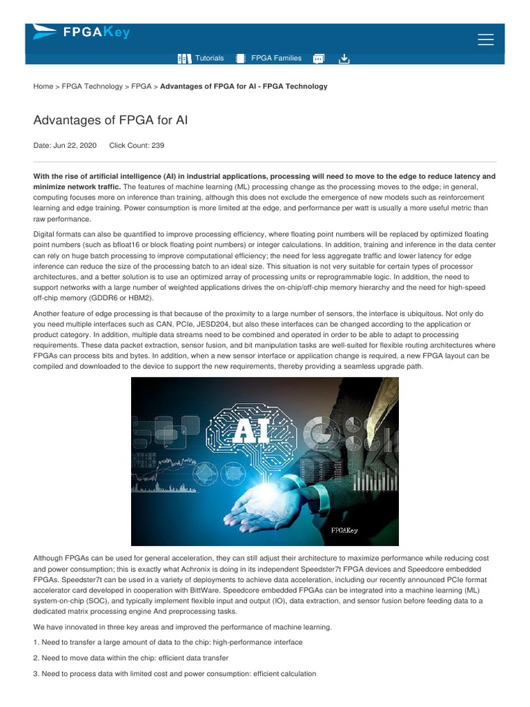 Advantages of FPGA For AI - FPGAKey | PDF